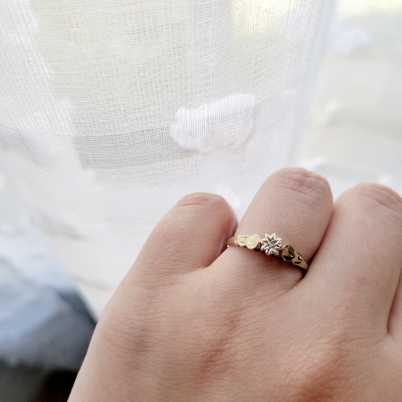 Jewelry | Vintage Solid 9k 9ct 375 Gold Gypsy Star Diamond Ring Size 65 ...